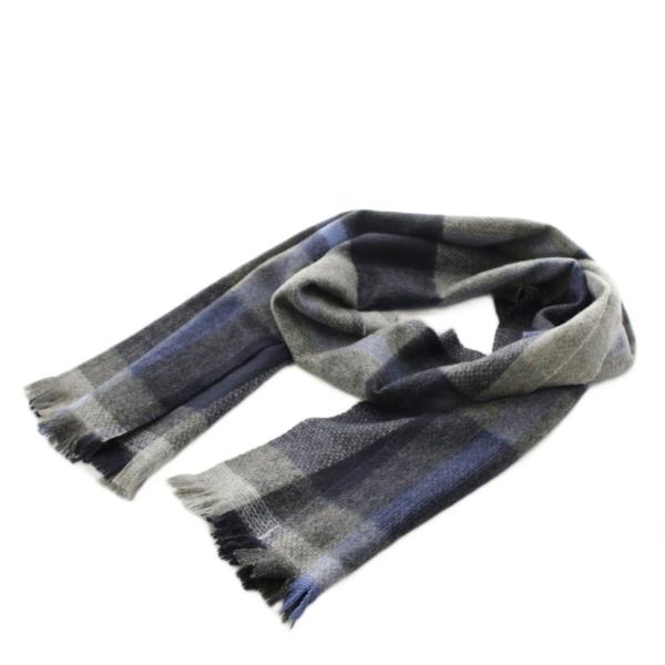 ジョセフアブード JOSEPH ABBOUD マフラー フリンジ チェック柄 カシミヤ グレー 紺 ネイビー /AN42 レディース【ブランド】ジョセフアブード JOSEPH ABBOUD【表記サイズ】F【実寸サイズ】全長（フリンジ含まず）...