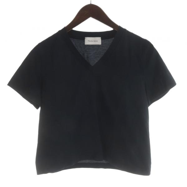 ニコラジェンソン Nicolas Jenson カットソー S 黒 ブラック Vネック 半袖 無地 /AP レディース【表記サイズ】S【実寸サイズ】肩幅：約35.5cm　身幅：約46.5cm　着丈：約47cm　袖丈：約18.5cm　　【素材...
