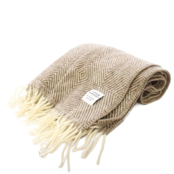 ラプアンカンクリ LAPUAN KANKURIT マフラー フリンジ ヘリンボーン柄 ベージュ /BB レディース【実寸サイズ】全長（フリンジ含まず）：172cm　幅：67.5cm　　【素材】品質タグなし【色】ベージュ【状態】使用感が少なく...