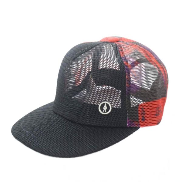 クオル Qual キャップ 帽子 黒 ブラック オレンジ 紫 総柄 メッシュ ロゴ /RI ■OS メンズ【実寸サイズ】つば：7cm　頭周り：52〜60.5cm　　【素材】ポリエステル【色】マルチカラー（黒 ブラック、オレンジ、紫）【状態】...