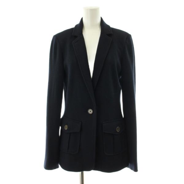 トリーバーチ TORY BURCH ニットテーラードジャケット 裏地ストライプ柄 ウール S 紺 ネイビー /KU レディース【ブランド】トリーバーチ TORY BURCH【表記サイズ】S【実寸サイズ】肩幅：38cm　身幅：42cm　着丈：...