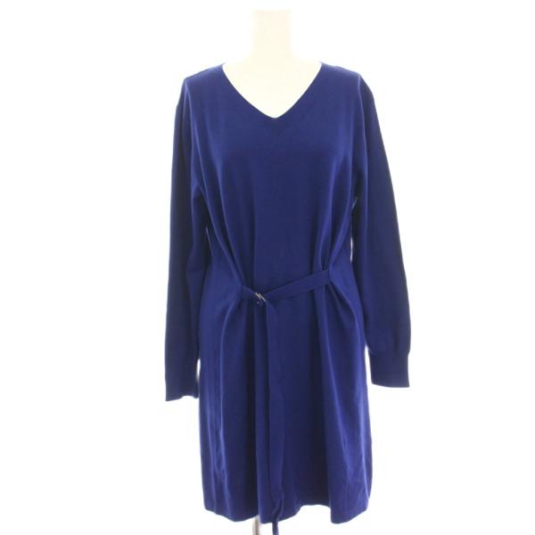 エヴェックス バイ クリツィア EVEX by KRIZIA ニットワンピース ミニ 薄手 40 青 ブルー Vネック 長袖 ベルトデザイン /HN【ブランド】エヴェックス バイ クリツィア EVEX by KRIZIA【表記サイズ】40【...