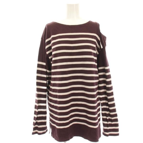 6 ROKU ロク ビューティーアンドユース RASCHEL BORDER PULLOVER カットソー Tシャツ 紫 パープル ボーダー 長袖 ショルダーカット【ブランド】6 ROKU BEAUTY&amp;YOUTH B&amp;Y ロ...