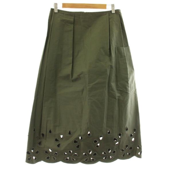 ソフィードール SOFIE D'HOORE カットワークスカート ミモレ ロング タック 36 カーキ 6524-343-1290 /KU レディース【ブランド】ソフィードール SOFIE D'HOORE【表記サイズ】36【実寸サイズ】ウエ...