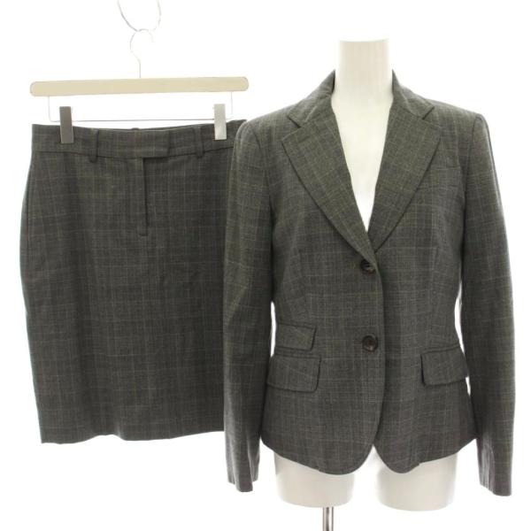 プレミスフォーセオリーリュクス スーツ テーラードジャケット シングル 2B タイトスカート ひざ丈 38 グレー チェック【ブランド】プレミスフォーセオリーリュクス Premise for Theory Luxe【表記サイズ】38【実寸サ...
