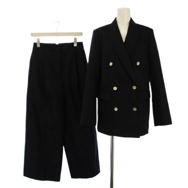 エブール ebure 23AW セットアップ スーツ 上下 ウールカシミヤポプリン ジャケット パンツ ジップフライ 36 38 紺 レディース【ブランド】エブール ebure【表記サイズ】ジャケット 36パンツ 38【実寸サイズ】ジャケッ...