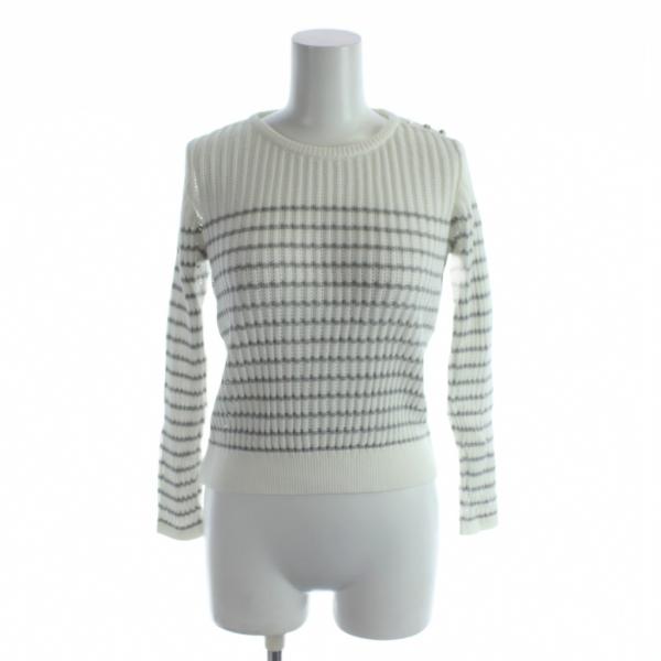 ルネ Rene ニット セーター 綿 34 白 ホワイト グレー /AP レディース【ブランド】ルネ Rene【表記サイズ】34【実寸サイズ】肩幅：約28cm　身幅：約32cm　着丈：約45.5cm　袖丈：約52cm　平置き採寸　【素材】綿...