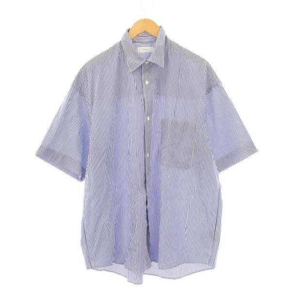 グラフペーパー BROAD STRIPE S/S OVERSIZED REGULAR COLLAR SHIRT オーバーサイズレギュラーシャツ 半袖 ストライプ F 青 白【ブランド】グラフペーパー Graphpaper【表記サイズ】F【実...
