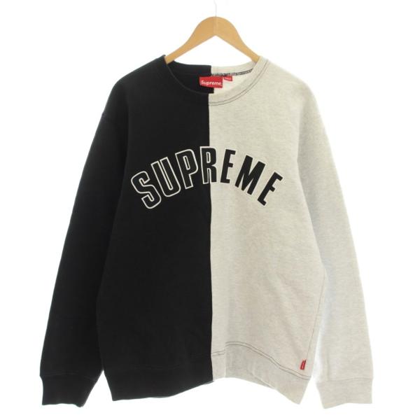 シュプリーム SUPREME 18AW Split Crewneck Sweatshit スピリットクルーネックスウェット トレーナー 長袖 ロゴ L 黒 グレー /KH メンズ【ブランド】シュプリーム SUPREME【表記サイズ】L【実寸...