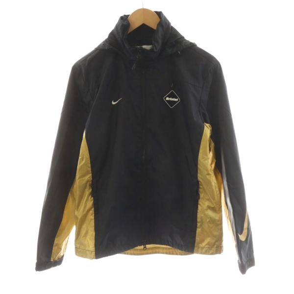 ナイキ NIKE × エフシーレアルブリストル F.C.Real Bristol ウィンドブレーカー ジャケット ロゴ ナイロン S ゴールド色 黒 ブラック【ブランド】ナイキ NIKE【表記サイズ】S【実寸サイズ】肩幅：約43cm　身幅：...