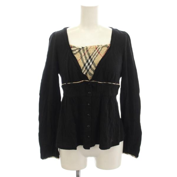バーバリーブルーレーベル BURBERRY BLUE LABEL カットソー カーディガン ノバチェック 長袖 38 黒【ブランド】バーバリーブルーレーベル BURBERRY BLUE LABEL【表記サイズ】38【実寸サイズ】肩幅：31c...