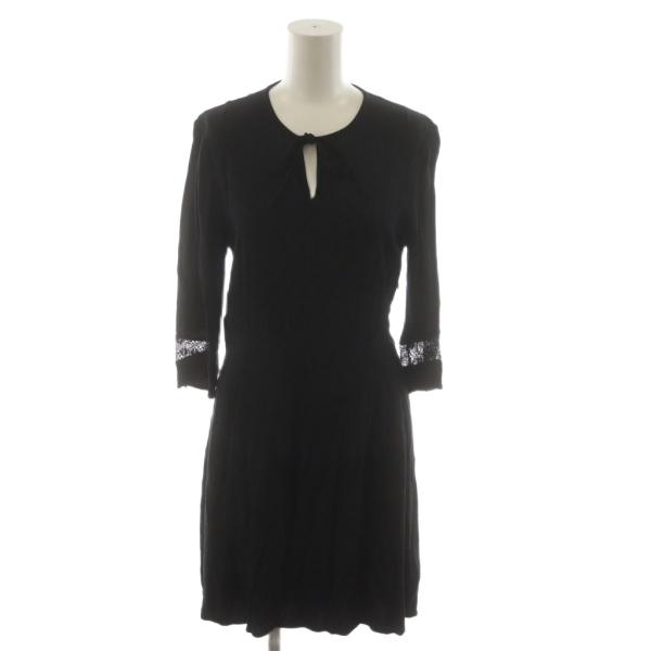 コントワーデコトニエ COMPTOIR DES COTONNIERS ワンピース ひざ丈 フレア 七分袖 7 黒 ブラック サイドジップ /RR レディース【ブランド】コントワーデコトニエ COMPTOIR DES COTONNIERS【表...