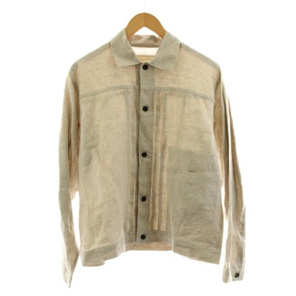 ワーカーズ WORKERS 213 Linen Jacket シャツジャケット 麻 リネン 38 ライトグレー /KU メンズ【表記サイズ】38【実寸サイズ】肩幅：47cm　身幅：54cm　着丈：61cm　袖丈：59cm　　【素材】表地 麻...