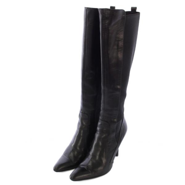 ダナキャラン DONNA KARAN サイドゴア ロングブーツ レザー 切替 36 ブラック /TK レディース【ブランド】ダナキャラン DONNA KARAN【表記サイズ】36（23cm）【実寸サイズ】筒周り：32.5cm　筒高：36cm...