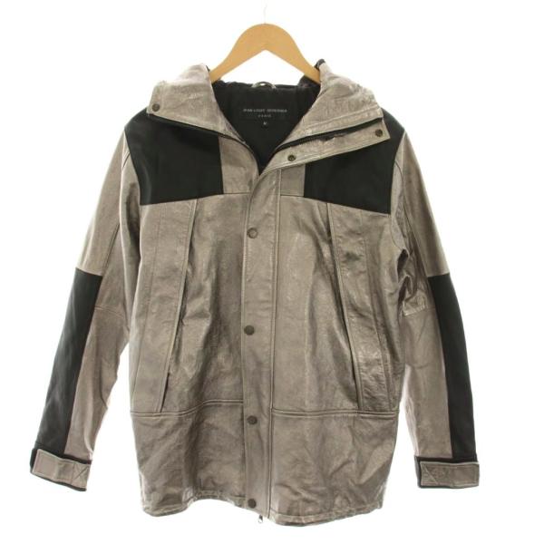 ジャンルイシェレル JEAN-LOUIS SCHERRER レザージャケット ブルゾン フード付き アウター M シルバー色 黒 長袖 6059 /YM メンズ【ブランド】ジャンルイシェレル JEAN-LOUIS SCHERRER【表記サイ...