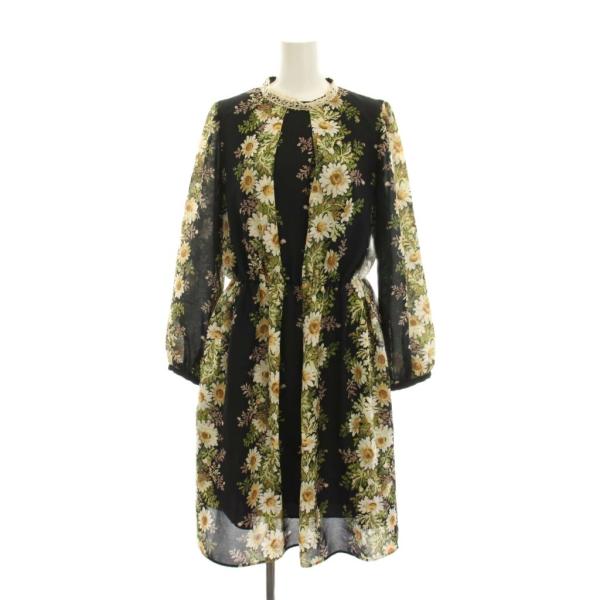 ロイスクレヨン Lois CRAYON ワンピース ひざ丈 花柄 長袖 M 黒 ブラック 緑 白 13001865 /YM レディース【ブランド】ロイスクレヨン Lois CRAYON【表記サイズ】M【実寸サイズ】肩幅：36cm　身幅：46...