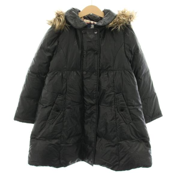 バーバリー BURBERRY ダウンコート アウター フード フェイクファー 裏地チェック柄 130A 黒 ブラック BN414-761-09 /YT キッズ【ブランド】バーバリー BURBERRY【表記サイズ】130A【実寸サイズ】肩幅：...
