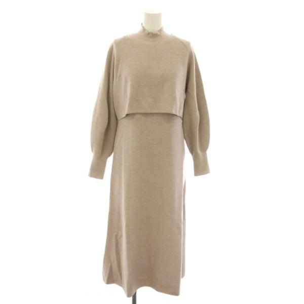 アナイ 21AW セットアップ メリノウールアンサンブルニットワンピース ノースリーブ ニット 長袖 38 ベージュ 10212714310 レディース【ブランド】アナイ ANAYI【表記サイズ】38【実寸サイズ】身幅：約42cm　着丈：約...