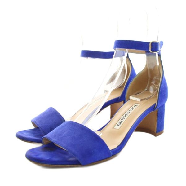 マノロブラニク MANOLO BLAHNIK サンダル オープントゥ チャンキーヒール アンクルストラップ スエード 37 青 ブルー /YT ●D レディース【ブランド】マノロブラニク MANOLO BLAHNIK【表記サイズ】37【実寸...