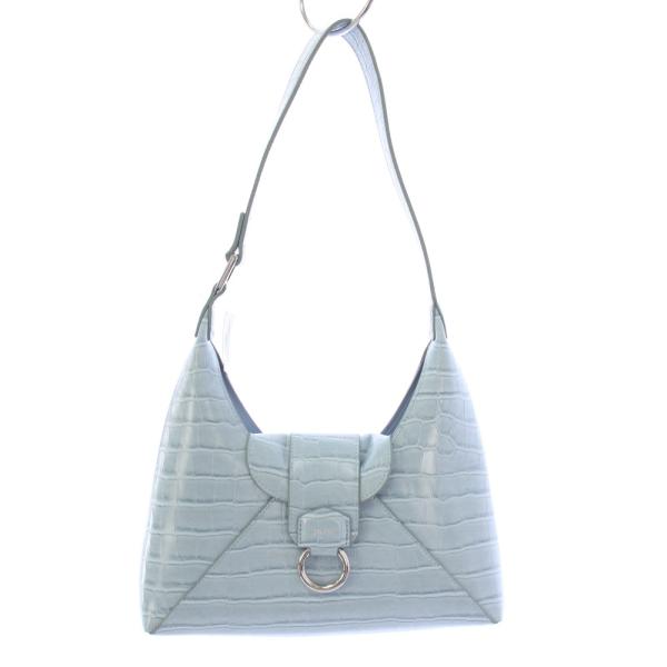 未使用品 ジェイダブリューペイ JW PEI Stella Shoulder Bag ショルダーバッグ ハンドバッグ 型押し レザー 水色 /TK レディース【実寸サイズ】持ち手の長さ：47cm　ヨコ：28-25cm　タテ：14cm　マチ：...
