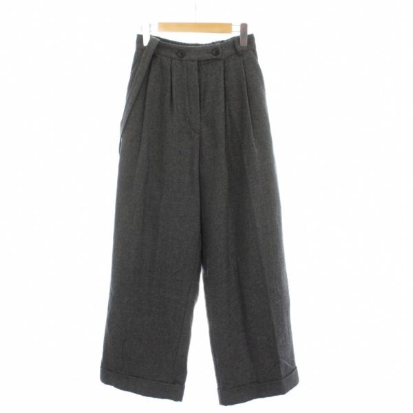ルジャルダン Le Jardin Ouvert パンツ ウール 36 グレー サスペンダー付き プリーツ加工 ワイドレッグ /GP レディース【表記サイズ】36【実寸サイズ】ウエスト：62cm　もも幅：34cm　裾幅：28cm　股上：38c...