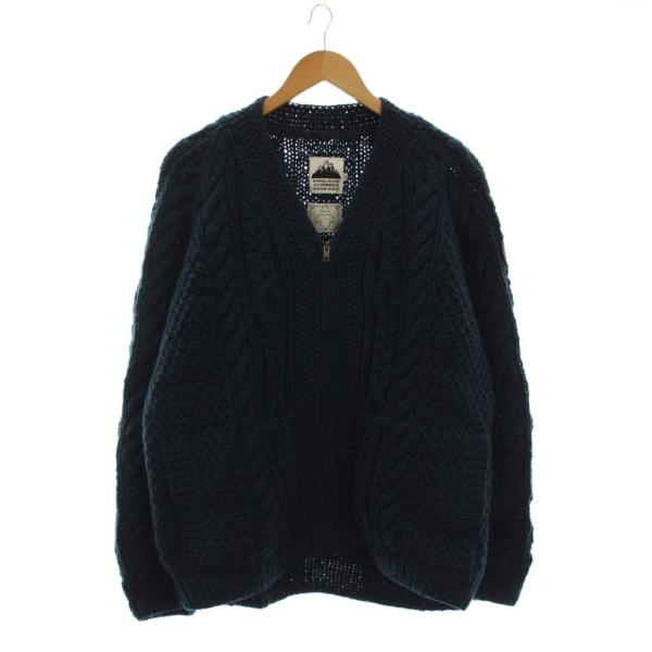 ヒマラヤン クライマーズ ハンドニット HIMALAYAN CLIMBER'S HAND-KNIT ニット ジャケット ジップアップ 長袖 L 青 /YM メンズ【表記サイズ】L【実寸サイズ】身幅：58cm　着丈：66cm　ゆき丈：83cm...