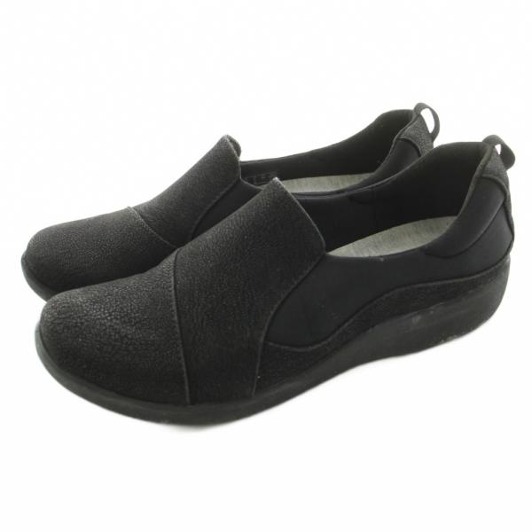 クラークス clarks Cloudsteppers フラットシューズ スリッポン フェイクスエード 22.5cm 黒 ブラック /KU レディース【ブランド】クラークス clarks【表記サイズ】22.5cm【実寸サイズ】最大幅：8.5c...