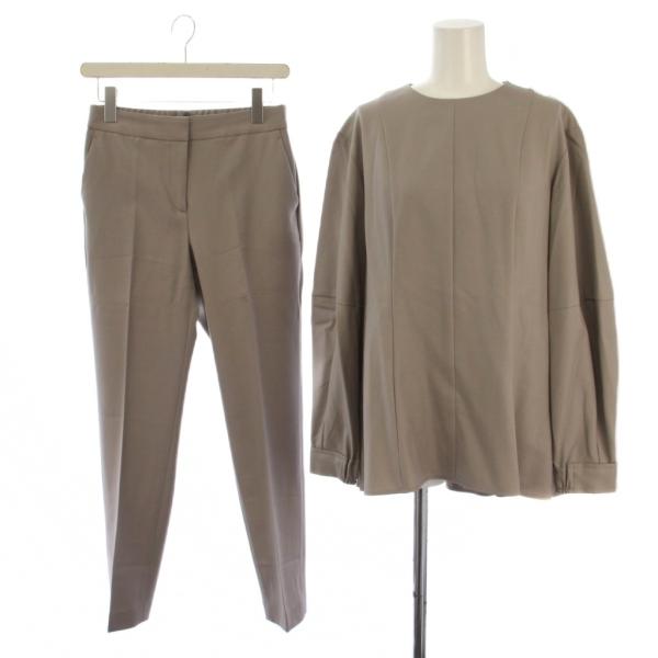 セオリーリュクス 22AW セットアップ 上下 カットソー 長袖 スラックスパンツ 38 グレージュ レディース【ブランド】セオリーリュクス theory luxe【表記サイズ】38【実寸サイズ】ジャケット 肩幅：43cm　ジャケット 身幅...