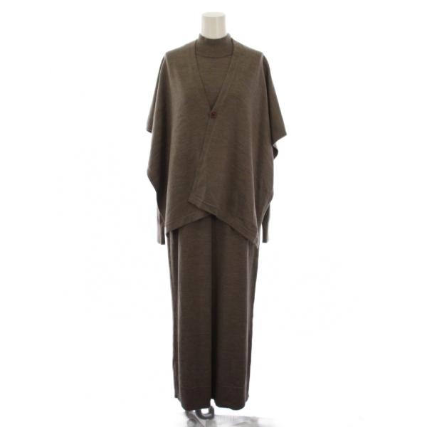 セオリーリュクス theory luxe 21AW EDGWARE LYNETTE セットアップ ワンピース 長袖 ロング ストール付き 38 茶 レディース【ブランド】セオリーリュクス theory luxe【表記サイズ】38【実寸サイズ...