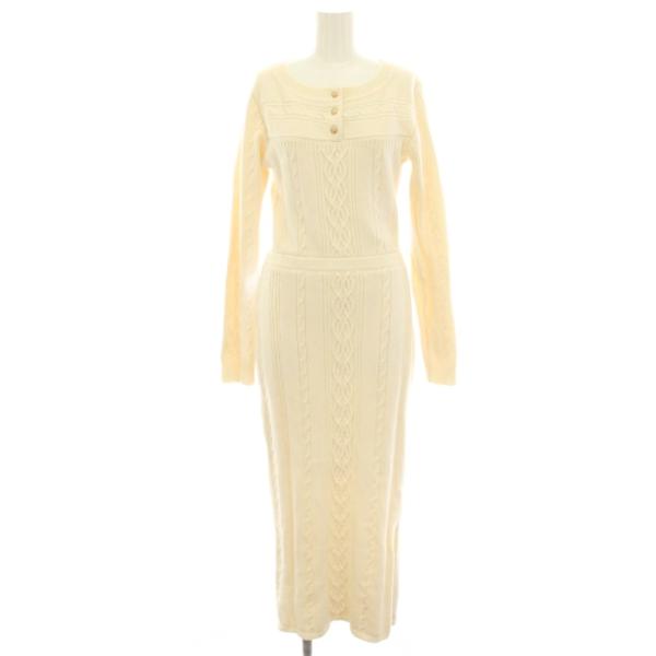 ハーリップトゥ Cecily Cable Knit Dress ワンピース マキシ ロング ニット 長袖 ウール混 M 白 ホワイト 1254205162 /HN【ブランド】ハーリップトゥ Her lip to【表記サイズ】M【実寸サイズ】...