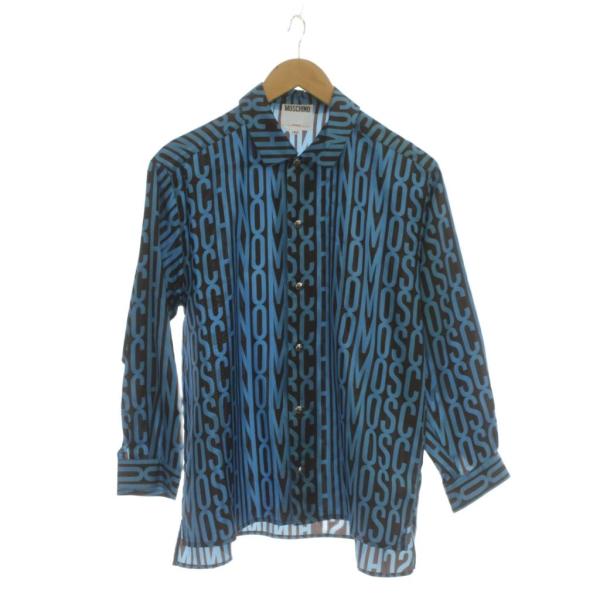 モスキーノ MOSCHINO 子ども服（男の子用） 150 青 黒 長袖 総柄 レギュラーカラー /JP キッズ【ブランド】モスキーノ MOSCHINO【表記サイズ】150【実寸サイズ】肩幅：46cm　身幅：51cm　着丈：66.5cm　袖...