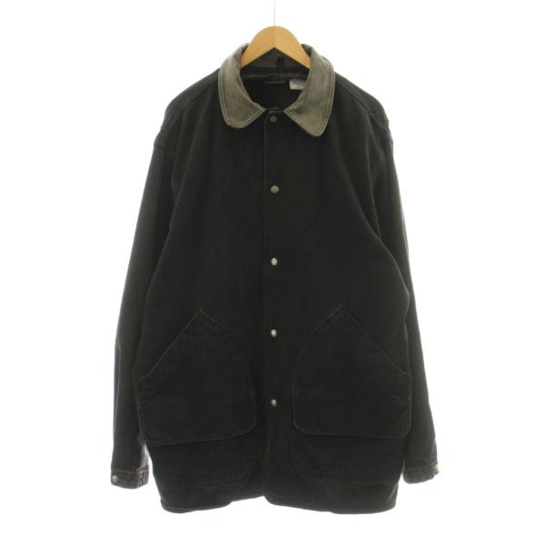 ウールリッチ WOOLRICH 80s〜90s ヴィンテージ ハンティングジャケット カバーオール デニム レザーカラー L 黒 ブラック 16061【ブランド】ウールリッチ WOOLRICH【表記サイズ】L【実寸サイズ】肩幅：53cm　身...