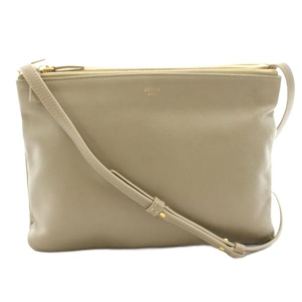 セリーヌ CELINE トリオ ラージ ショルダーバッグ ポーチ レザー グレージュ /KU ■OH レディース【ブランド】セリーヌ CELINE【実寸サイズ】持ち手の長さ：-cm　ヨコ：24.5cm　タテ：17.5cm　マチ：2cm　ショ...