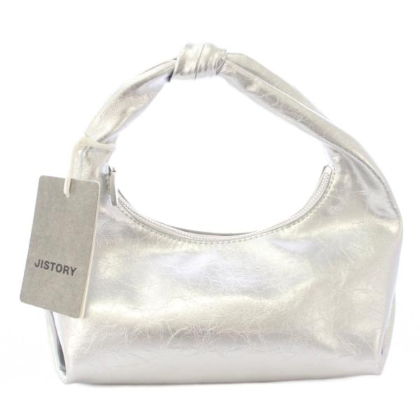未使用品 ジストリー JISTORY TIE HANDLE HOBO BAG ハンドバッグ カウレザー 牛床革 シルバー /TK レディース【実寸サイズ】持ち手の長さ：29cm　ヨコ：22-26cm　タテ：11cm　マチ：12cm　ショルダ...