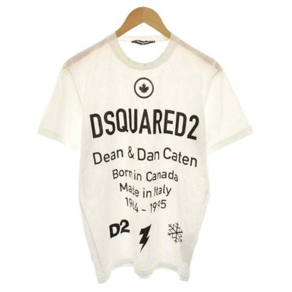 ディースクエアード 20SS D2リーフTシャツ D2 Leaf T-Shirt カットソー クルーネック 半袖 ロゴプリント M 白 黒 S74GD0746 メンズ【ブランド】ディースクエアード DSQUARED2【表記サイズ】M【実寸サ...