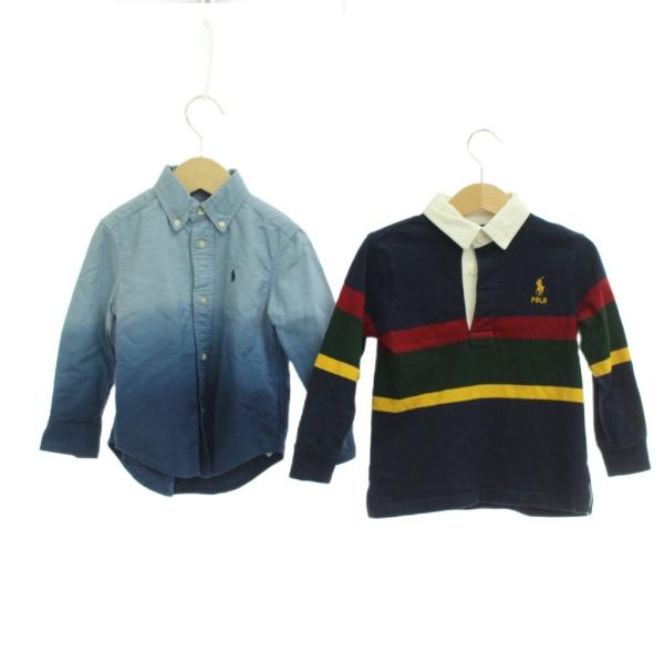 ポロ ラルフローレン POLO RALPH LAUREN 子ども服（男の子用） 3/3T 2/2T 青系 マルチカラー 長袖 グラデーション ボーダー柄 /JP キッズ【ブランド】ポロ ラルフローレン POLO RALPH LAUREN【表...