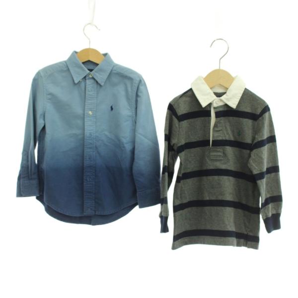ポロ ラルフローレン POLO RALPH LAUREN 2点セット 子ども服（男の子用） 4 青系 グレー ストライプ柄 長袖 ロゴ刺繍 /JP キッズ【ブランド】ポロ ラルフローレン POLO RALPH LAUREN【表記サイズ】4【...