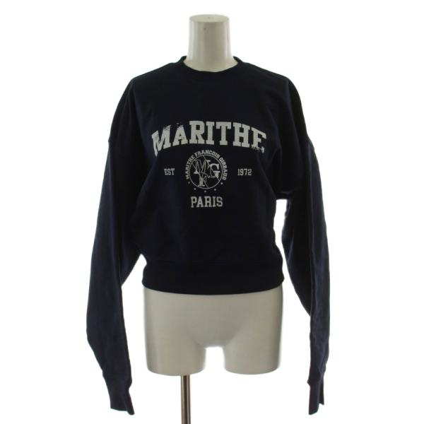 マリテフランソワジルボー MARITHE FRANCOIS GIRBAUD VINTAGE COLLEGE LOGO SWEATSHIRT トレーナー スウェット S 紺 長袖 ロゴ プリント 1MG23SSW105 /GG【ブランド】マリ...