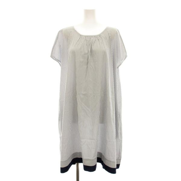 ロシャス ROCHAS MUSE BY ROCHAS Premiere ミューズ バイ ロシャス プルミエール ワンピース ひざ丈 ストライプ 大きいサイズ 17+ 青【ブランド】ロシャス ROCHAS【表記サイズ】17+【実寸サイズ】身幅...
