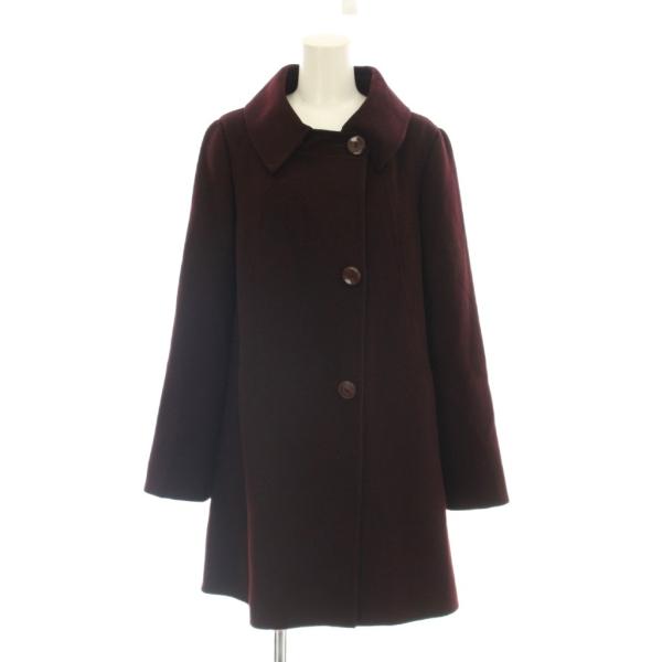 ハナエモリ HANAE MORI コート 38 ボルドー 無地 丸襟 長袖 /LP レディース【ブランド】ハナエモリ HANAE MORI【表記サイズ】38【実寸サイズ】肩幅：37cm　身幅：49cm　着丈：81cm　袖丈：60cm　　【素...