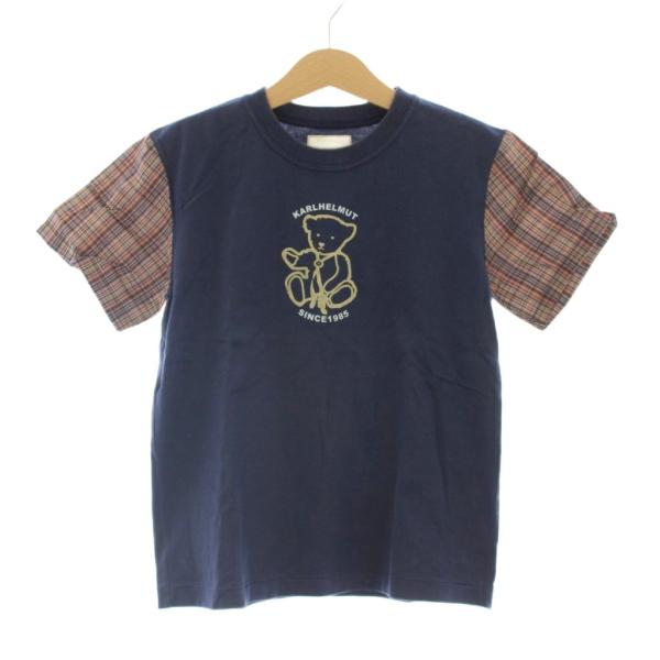 ボーイズカールヘルム BOY's Karl Helmut Tシャツ カットソー 子ども服 男の子 LL 紺 ネイビー 半袖 チェック柄 ロゴプリント /LP【ブランド】ボーイズカールヘルム BOY's Karl Helmut【表記サイズ】L...