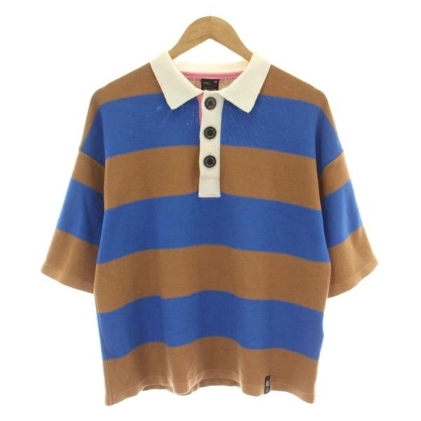 ダブルスタンダードクロージングヒム D/him. 24SS ニット ポロシャツ 半袖 青 ブルー 茶色 ブラウン/DU メンズ【ブランド】ダブルスタンダードクロージングヒム D/him.【表記サイズ】46【実寸サイズ】肩幅：57cm　身幅：...