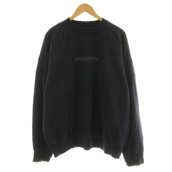 シュタイン stein OVERSIZED REBUILD SWEAT LS オーバーサイズ スウェット トレーナー 長袖 ダメージ加工 M 紺 ネイビー ST.306【表記サイズ】M【実寸サイズ】肩幅：65cm　身幅：66cm　着丈：68...