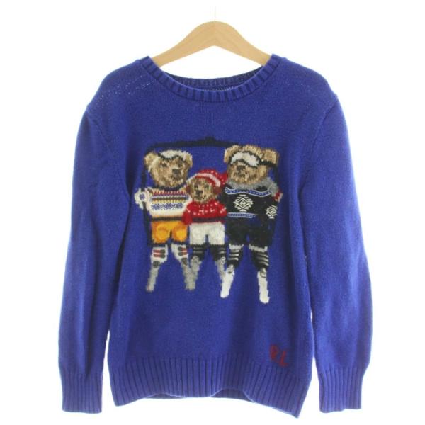 ポロ ラルフローレン POLO RALPH LAUREN ベア ファミリー ニット セーター 長袖 7 青 ブルー /AN65 キッズ【ブランド】ポロ ラルフローレン POLO RALPH LAUREN【表記サイズ】7【実寸サイズ】肩幅：約...
