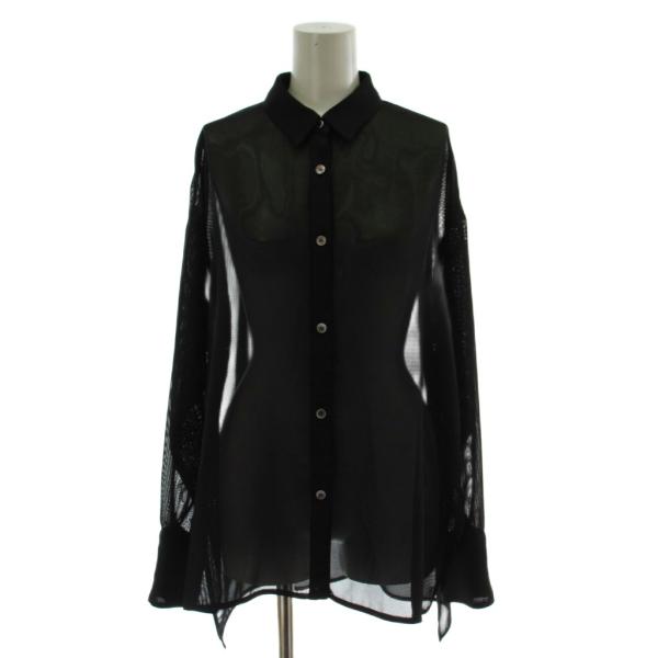 スピック＆スパン ノーブル Spick&amp;Span Noble エルニ ELENI 24AW メッシュレギュラーワイドシャツ ブラウス 黒 長袖 /GG レディース【ブランド】スピック＆スパン ノーブル Spick&amp;Span ...