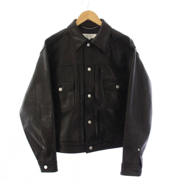タイムイズオン Time is on LEATHER TRUCKER JACKET レザートラッカージャケット 牛革 1 黒 T240-L049 /KH メンズ【ブランド】タイムイズオン Time is on【表記サイズ】1【実寸サイズ】肩...