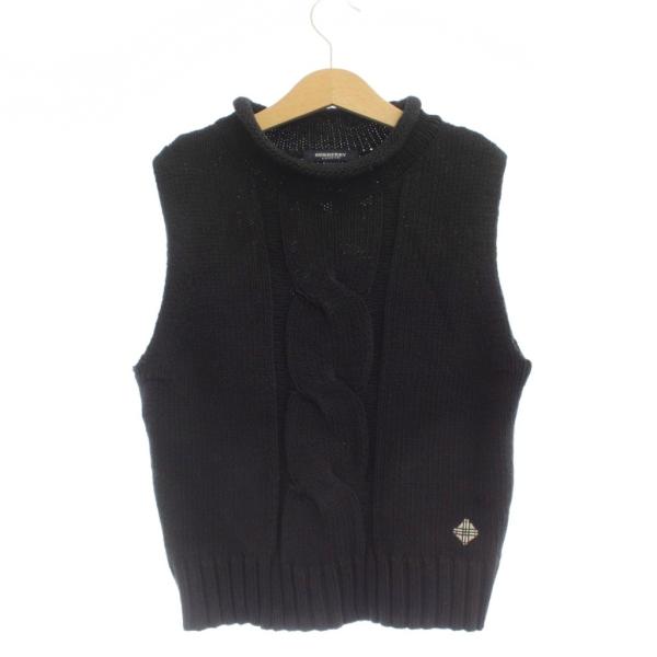 バーバリー ロンドン BURBERRY LONDON ノースリーブ ニット 子ども服（女の子用） 140A 黒 ケーブル編み /JP50 キッズ【ブランド】バーバリー ロンドン BURBERRY LONDON【表記サイズ】140A【実寸サイ...