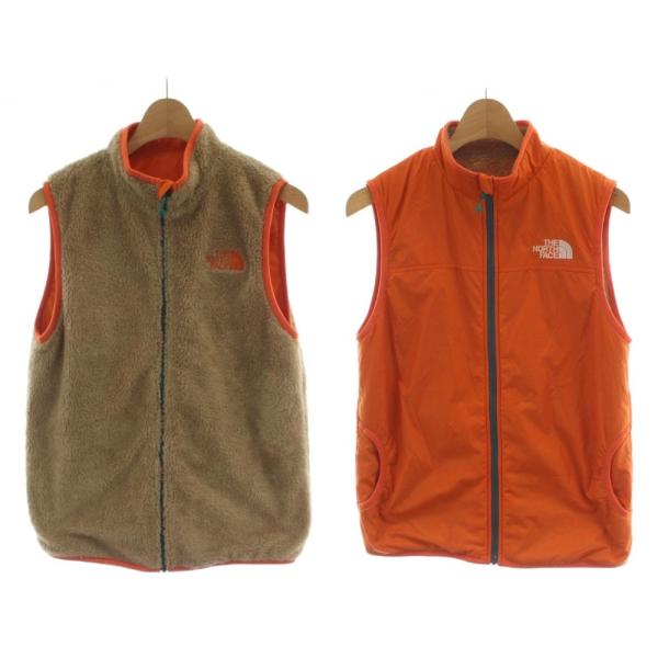 ザノースフェイス THE NORTH FACE リバーシブルベスト フリース 150 ベージュ オレンジ ノースリーブ /GG31 キッズ【ブランド】ザノースフェイス THE NORTH FACE【表記サイズ】150【実寸サイズ】身幅：44...