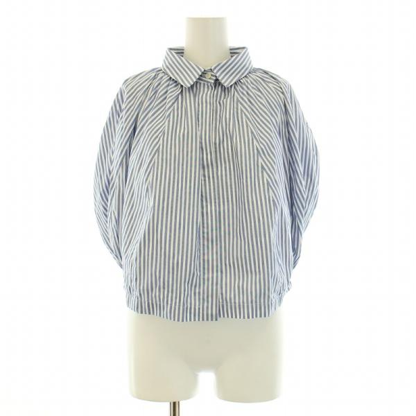 ルッツ ヒュエル LUTZ HUELLE 24SS シャツ ブラウス 袖なし レギュラーカラー ストライプ柄 36 S 青 ブルー 白 ホワイト【表記サイズ】36（日本サイズS相当）【実寸サイズ】身幅：約50cm　総丈：約49.5cm　　【...