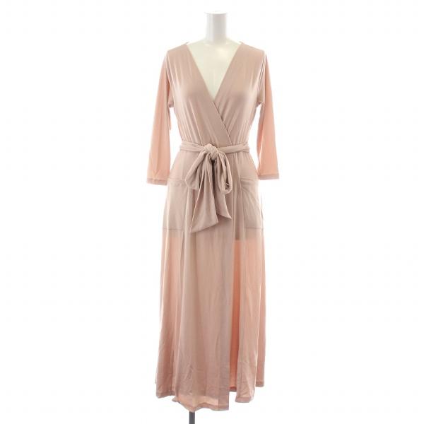 エイソス asos ワンピース ロング マキシ フレア ラップ 七分袖 カシュクール Vネック ベルトリボン ストレッチ 36 L ピンク /NW11【ブランド】エイソス asos【表記サイズ】36(日本サイズL相当)【実寸サイズ】肩幅：約...